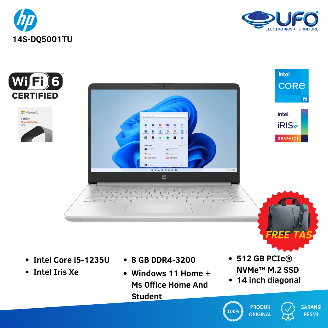 Jual HP 14S-DQ5001TU Intel Core i5-1235U 8GB 512 SSD di Seller UFO Elektronika dan Furniture ...