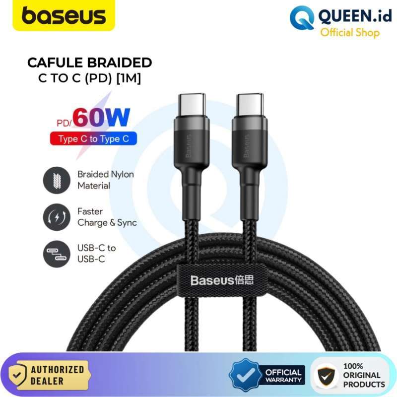 Jual Baseus Kabel Data Charger Usb Type C To Type C Pd Qc 3.0 1m 2m 3a 60w - 1m Di Seller Queen ...