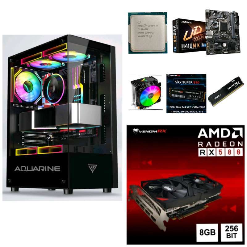 Jual Rakitan PC Gaming i5 10400F Box Gen 10 LGA 1200 DDR4 NVME VGA RX 580 8GB di Seller ...