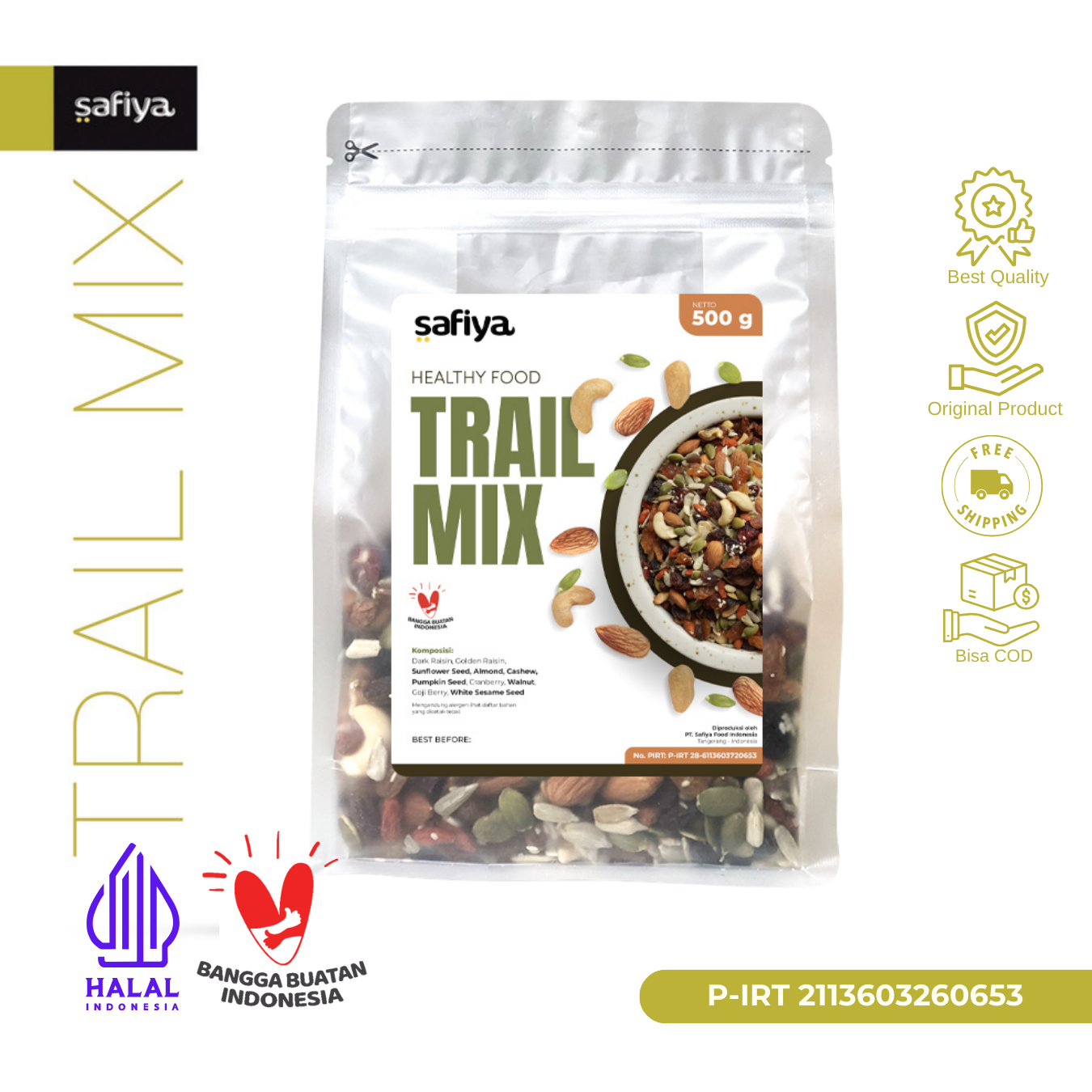 Jual Trail Mix Original 500 Gram Dried Fruit Seed Nut Roasted Snack ...