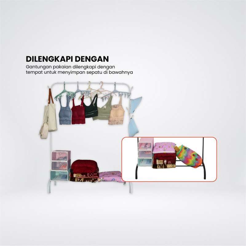 Promo OEM SK-C980 Stand Hanger Gantungan Baju Rak Besi Portable ...