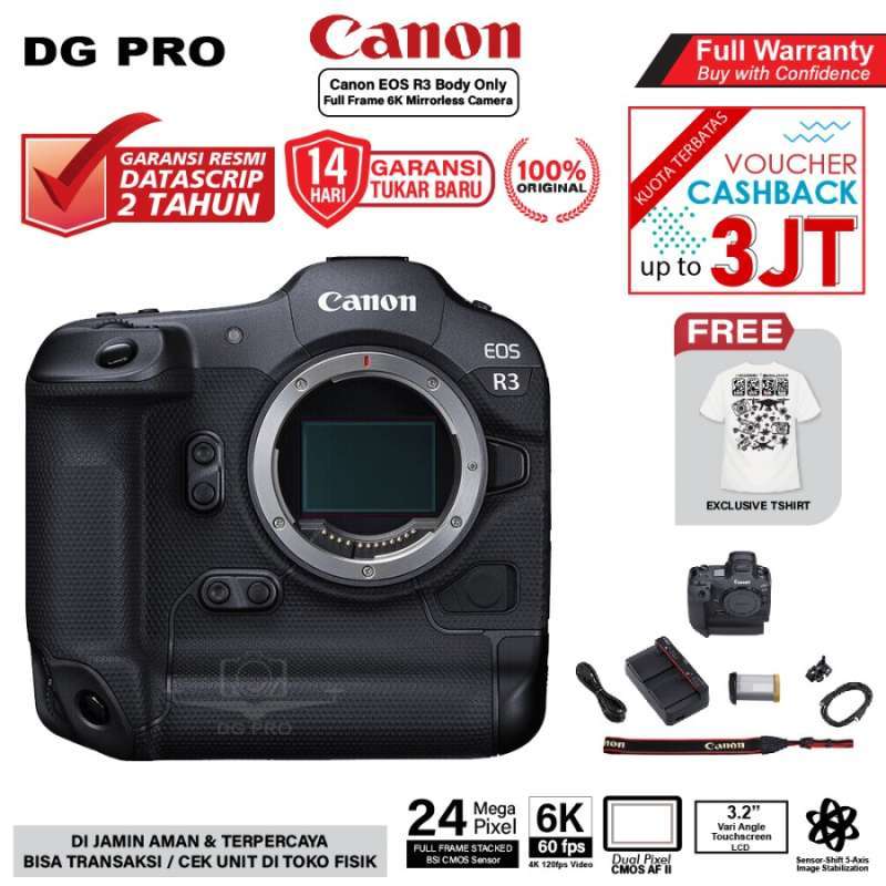 Promo Canon Eos R3 Body Only - Bo Full Frame 6k Mirrorless Camera ...