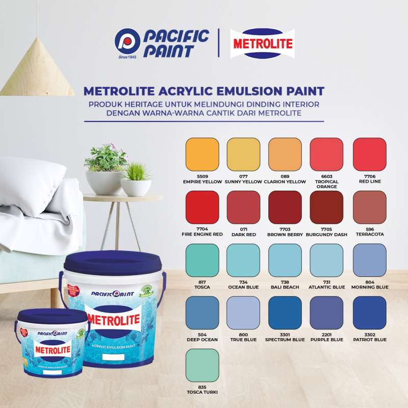 Jual Metrolite Acrylic Emulsion-cat Dinding Interior-super White-3liter ...