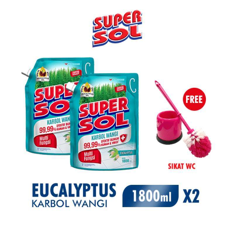 Jual Supersol Karbol Wangi Eucalyptus Pouch 1800 Ml [2 Pcs] + Free ...