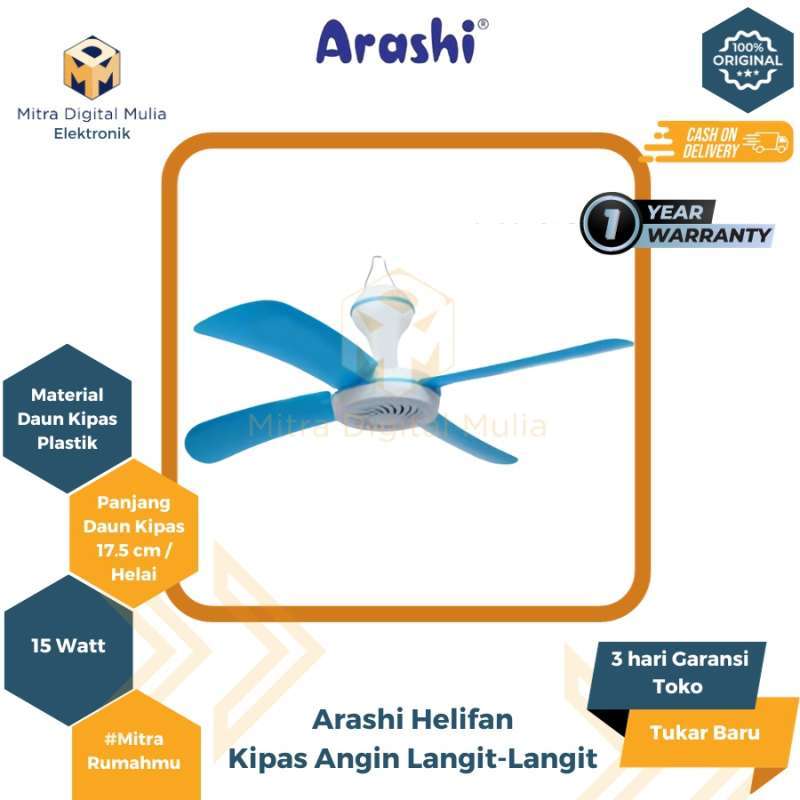 Jual Arashi Ceiling Fan Helifan 15 Watt Original, Murah & Diskon Juli ...