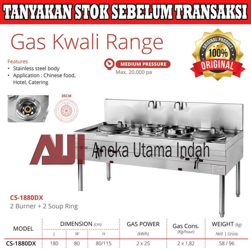 Jual Getra Cs-1880dx Gas Kwali Range 2 Tungku + 2 Soup Ring Kompor Standart Resto Medium ...