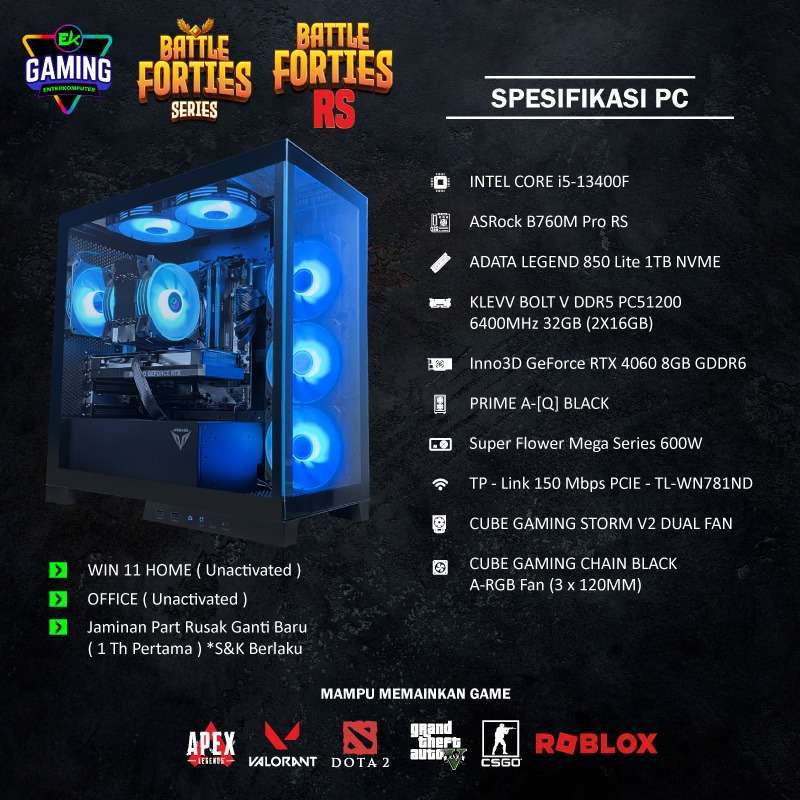 Jual PC Rakitan EK Gaming BattleForties RS - i5 RTX 4060 Enter Komputer ...