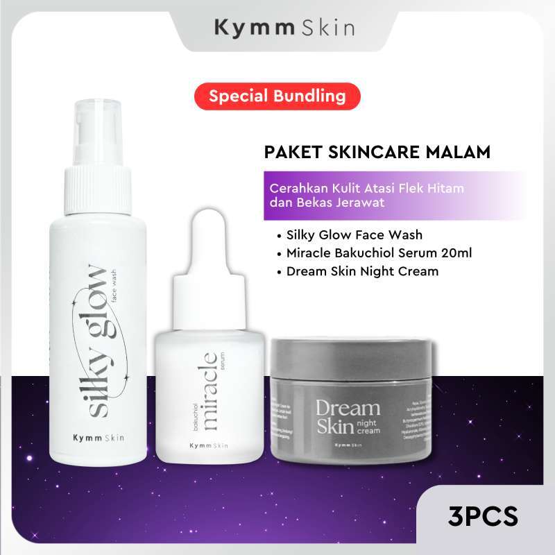 Promo KYMM SKIN Silky Glow Face Wash x Miracle Bakuchiol Serum 20ml x ...