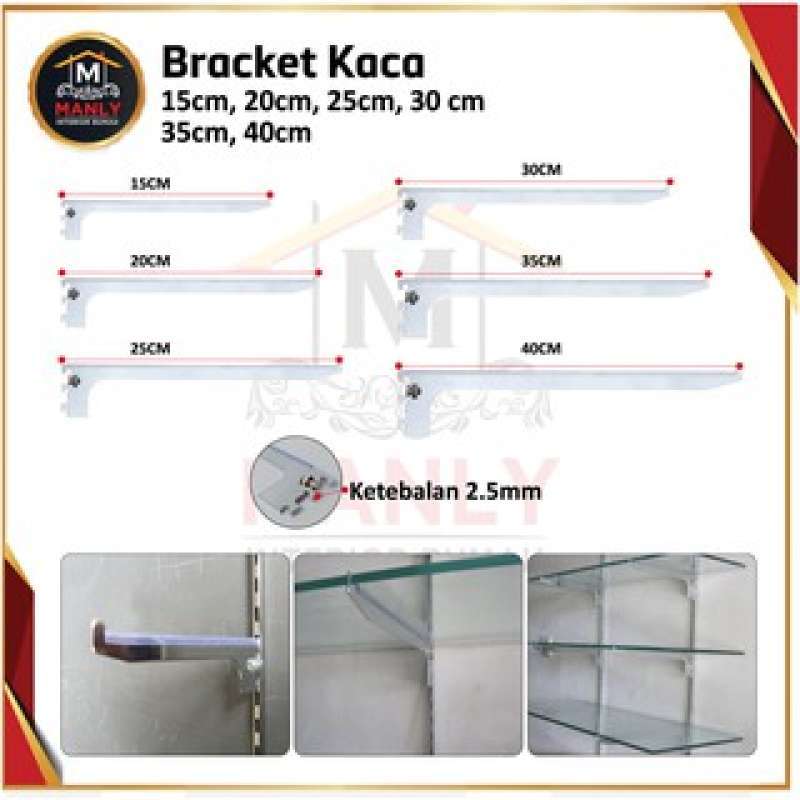Promo Daun Bracket Kaca / Braket Kaca / Siku Braket Besi Penyangga Rak ...