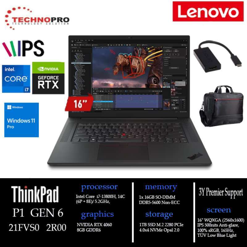 Promo Lenovo Thinkpad P1 Gen 6 2r00 || Intel Core I7-13800h Rtx 4060 8gb 16gb 1tb Ssd Windows 11 ...