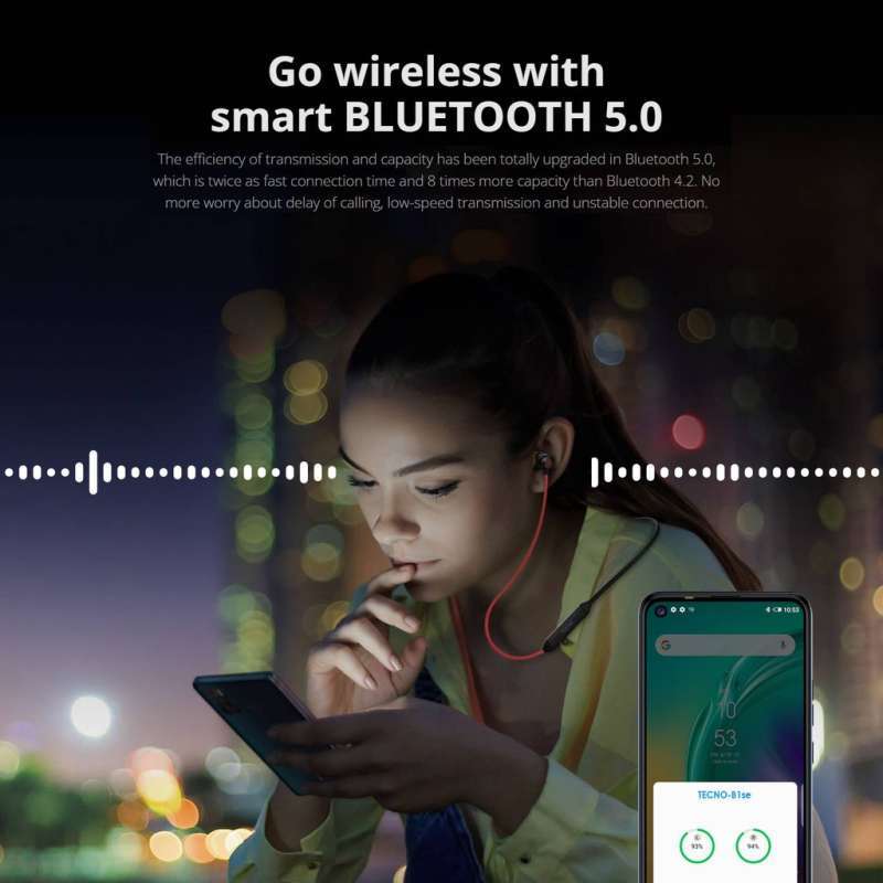 Promo TECNO B1SE Wireless Earphone [Bluetooth Sport Headset with ...
