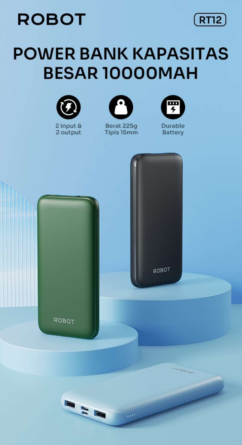 Promo Powerbank Robot Rt12 10000 Mah Dual Input Dual Output - Garansi ...
