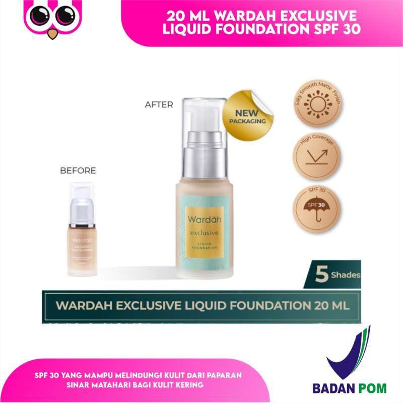 Jual 20 Ml Wardah Exclusive Liquid Foundation Spf 30 / Base Makeup - 01 ...