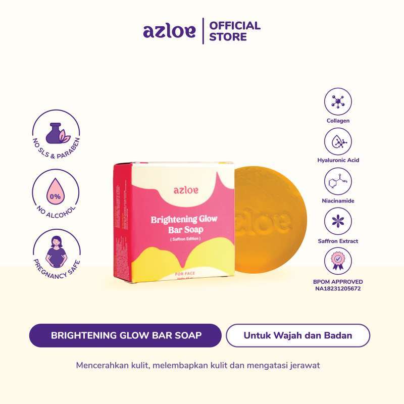 Jual AZLOE Brightening Glow Bar Soap (Upgrade saffron) | Sabun untuk ...