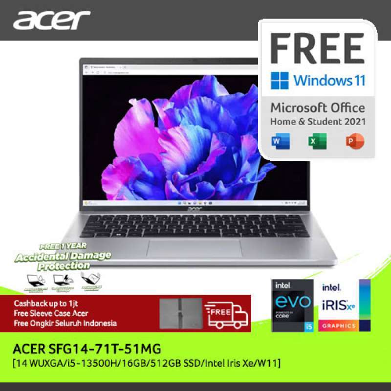 Promo Acer Laptop Swift Go 14 Touch Sfg14-71t-51mg 14 Wuxga Intel Evo ...