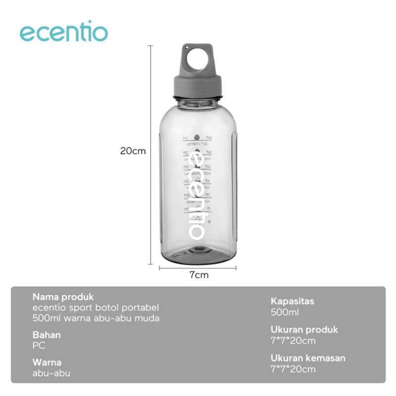 Promo Ecentio 500ml Sports Water Bottle Gray Diskon 11% Di Seller Rapih ...