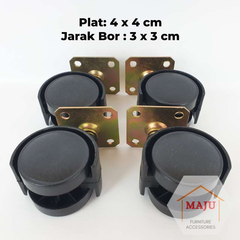 Jual Aneka Roda 2 (5 Cm) Rem Hidup Gepeng Bulat Karet Nylon Triple S ...