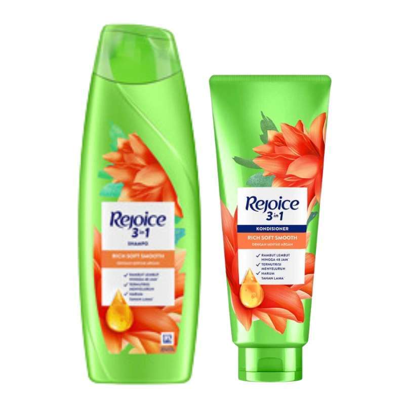 Promo (BUNDLING) REJOICE 3IN1 Shampoo 340mL + 3IN1 Kondisioner 70mL | Sampo & kondisioner | ISI ...