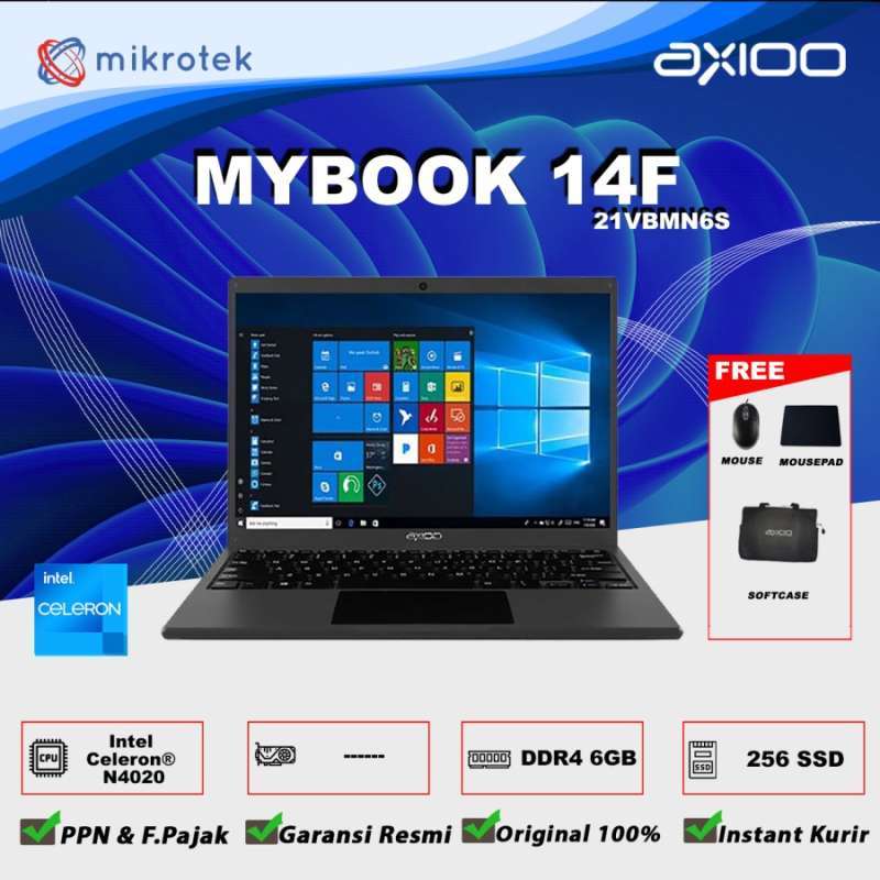 Promo Axioo Mybook 14F Celeron N4020 4GB 256 SSD 13.3` DOS 21IBMR610PS Diskon 13% di Seller ...