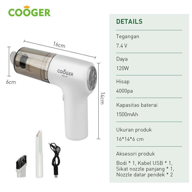 Promo Cooger Wireless Handheld Vacuum Cleaner - Vacum Tangan Diskon 16% ...