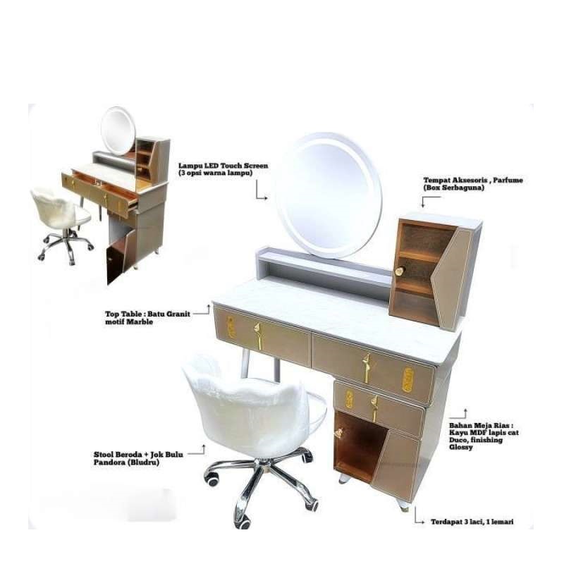 Jual Meja Rias Import Meja Rias Led Vanity Mirror Dressing Table Stool ...