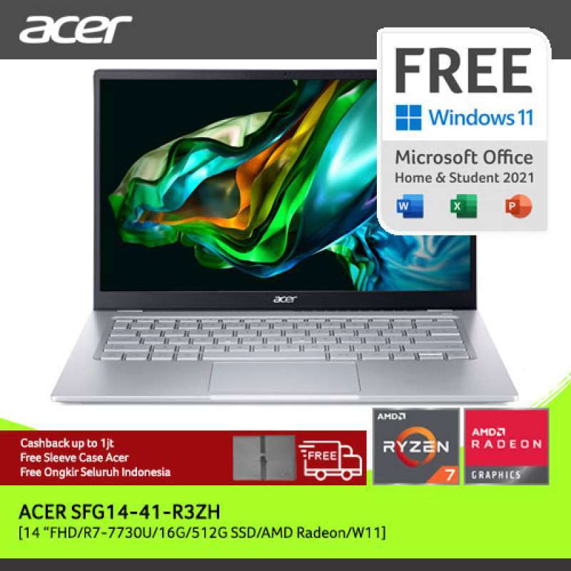 Promo ACER SWIFT GO SFG14-41-R3ZH 14 FHD R7-7730 RAM 16GB STORAGE 512GB ...