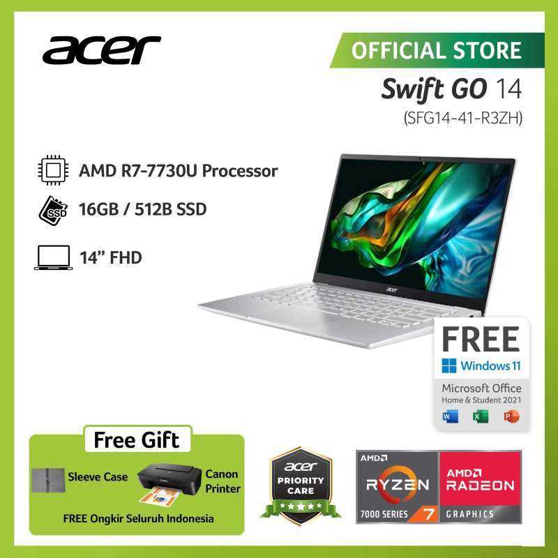 Promo Acer Swift Go Sfg14-41-r3zh 14 Fhd R7-7730 Ram 16gb Storage 512gb ...