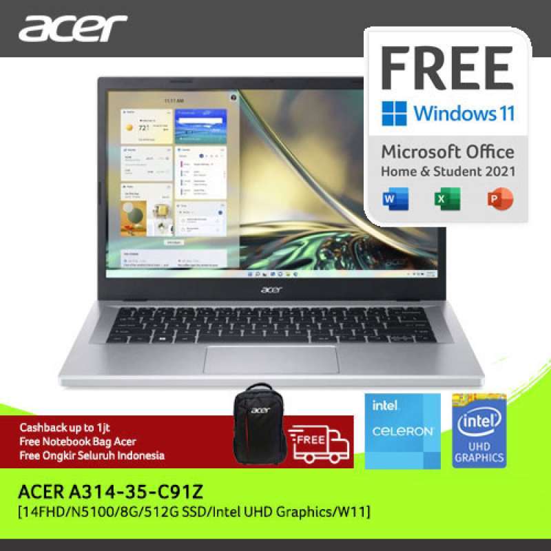 Promo Acer Aspire 3 A314-35-c91z 14 Fhd Intel N5100 Ram 8gb Storage ...