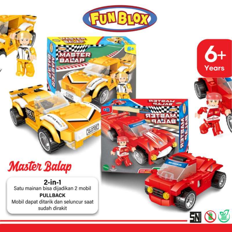 Promo Funblox Playgo Master Balap Mobil Mainan Pullback Car Toys Blocks ...
