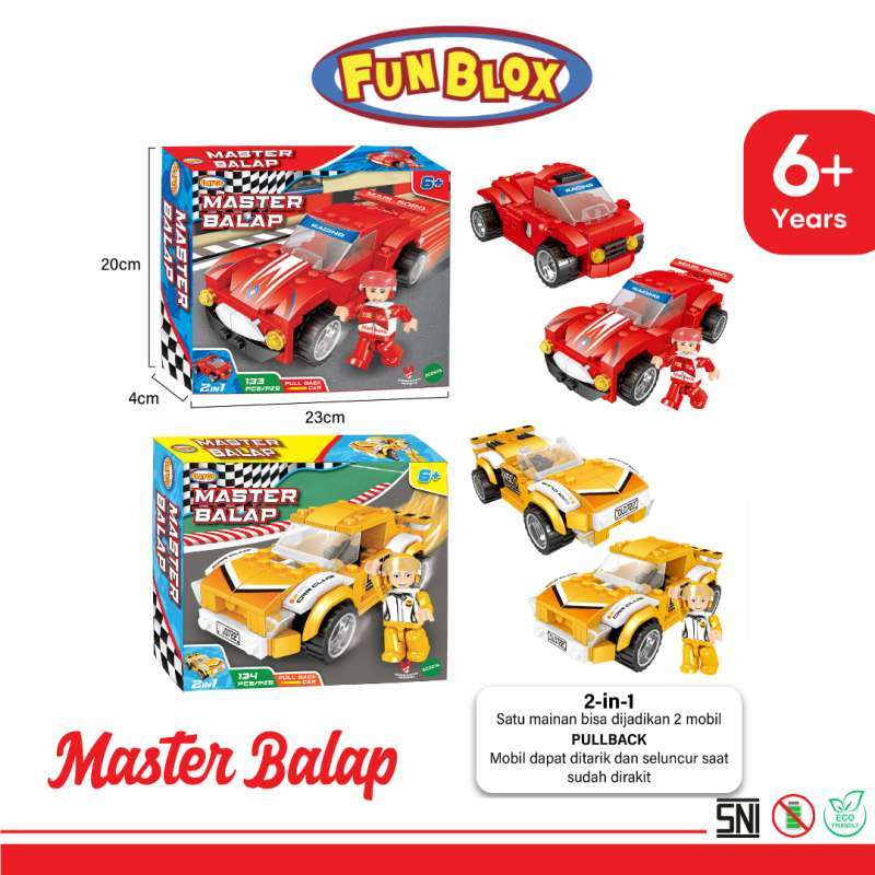 Promo Funblox Playgo Master Balap Mobil Mainan Pullback Car Toys Blocks ...