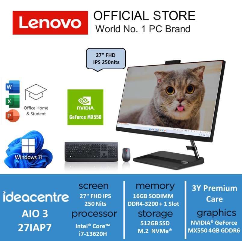 Promo Lenovo Ideacentre Aio 3 27iap7 Jxid Jwid ||intel Core I7-13620h 16gb 512gb Ssd Nvidia ...