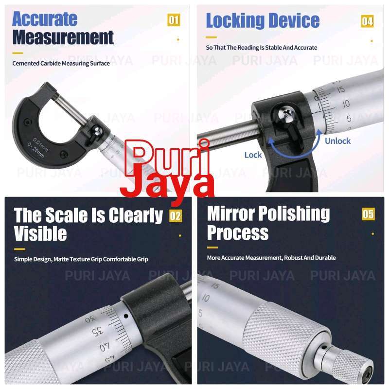 Jual Mikrometer Sekrup 0.01mm 25mm Outside Micrometer Caliper Skrup Kaliper Alat Pengukur ...