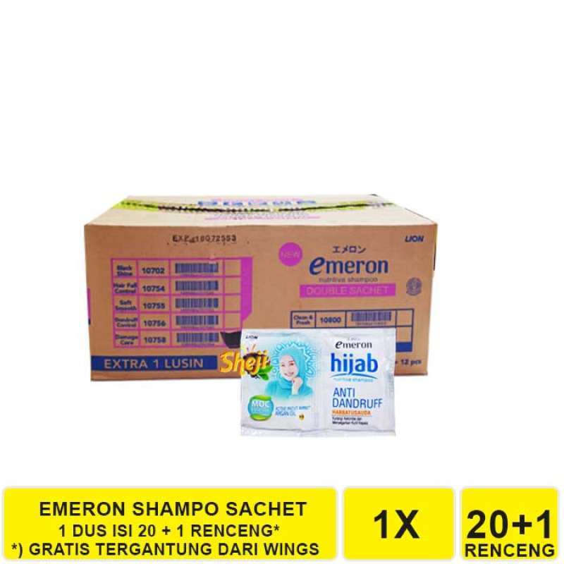 Jual Shampo Emeron Sachet 1 Dus Isi 20 + 1 Lusin - Emeron Hijab Biru 1 ...