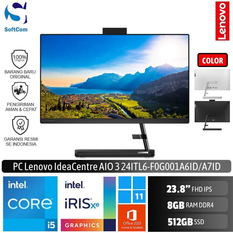 Jual PC Lenovo IC AIO 3i A6ID A7ID [Core i5 1155G7/8GB/512GB SSD/23.8 ...