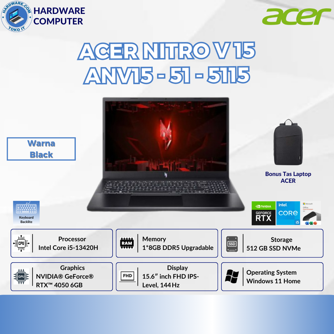 Jual Acer Nitro V 15 Anv15-51-5115 /core I5-13420h/8gb/512gb Ssd ...