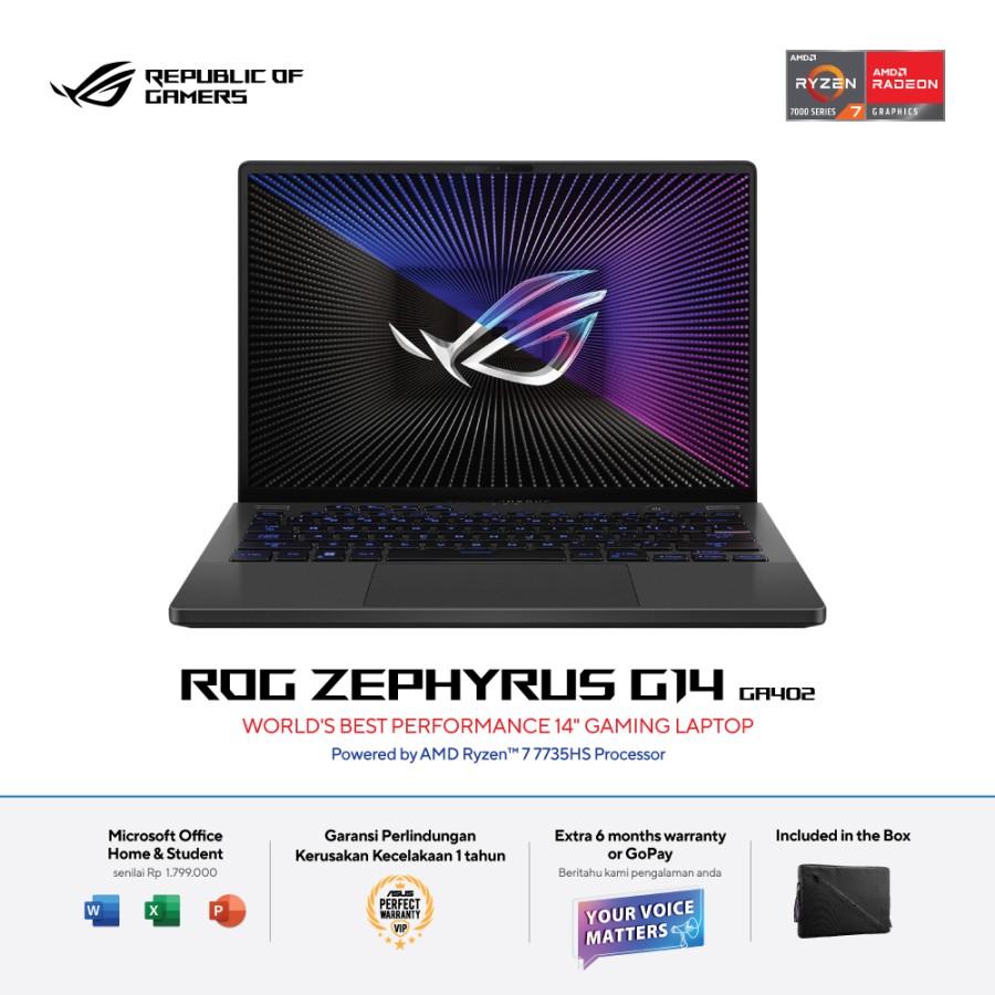 Promo Asus Rog Zephyrus G14 Ga402nj-r735k6g-o - Eclipse Gray [r7-7735hs ...