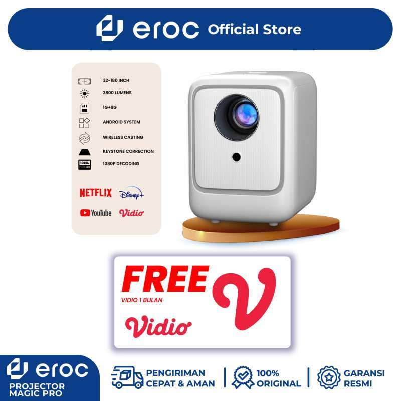 Promo EROC Smart Mini Projector Full HD Decoding 4K - 2800 Lumens ...
