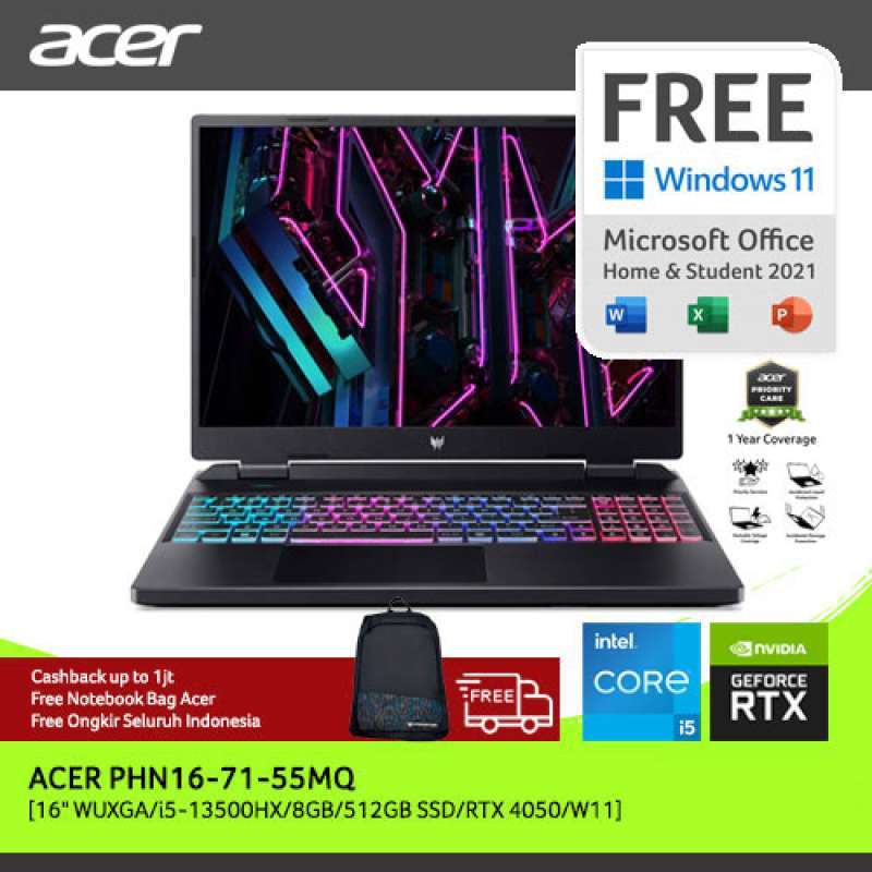 Promo Acer Predator Helios Neo 16 Phn16-71-55mq 16 I5-13500hx Ram 8gb ...