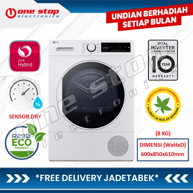 Promo [garansi Resmi] Lg Rd08nhp5w Dryer / Mesin Pengering Front Loading Heat Pump 8kg Diskon 4% ...