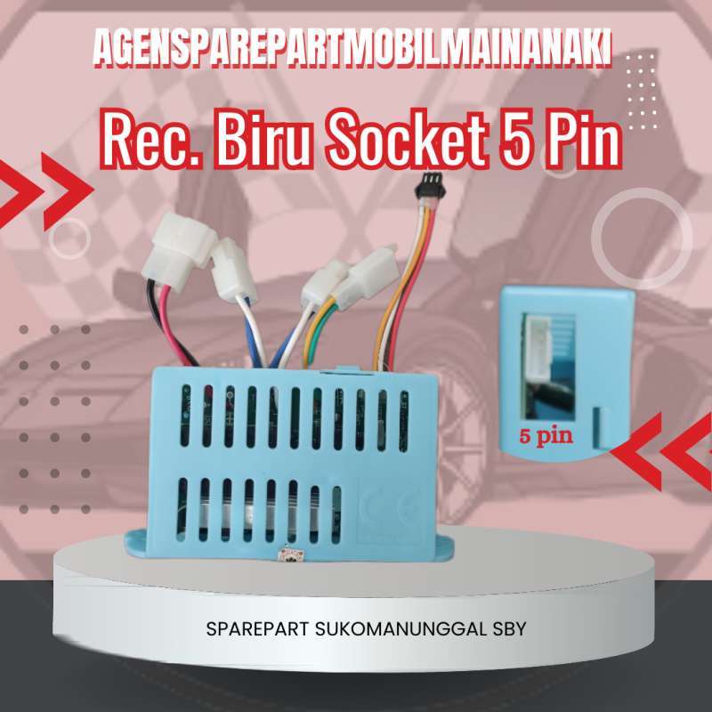 Jual Remote Control + Receiver Mobil Mainan Aki 2,4Ghz BIRU Socket 5 ...