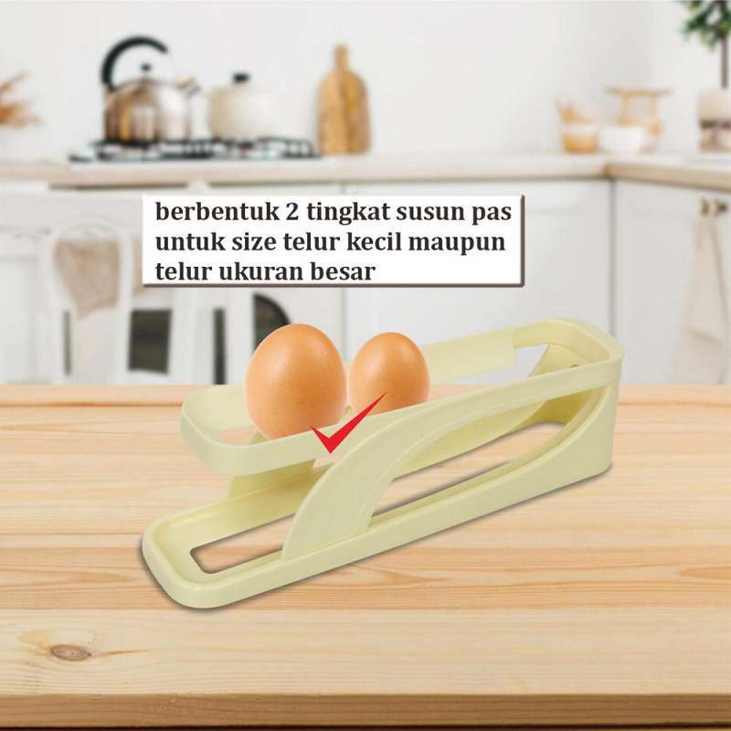 Promo OEM SK-C993 Tempat Telur Ayam Kulkas 2 Tingkat Bergulir Otomatis / Rak Telor Egg Box Kotak ...