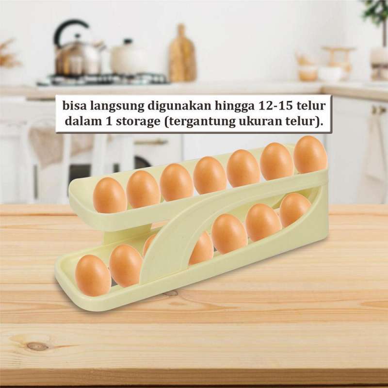 Promo OEM SK-C993 Tempat Telur Ayam Kulkas 2 Tingkat Bergulir Otomatis / Rak Telor Egg Box Kotak ...
