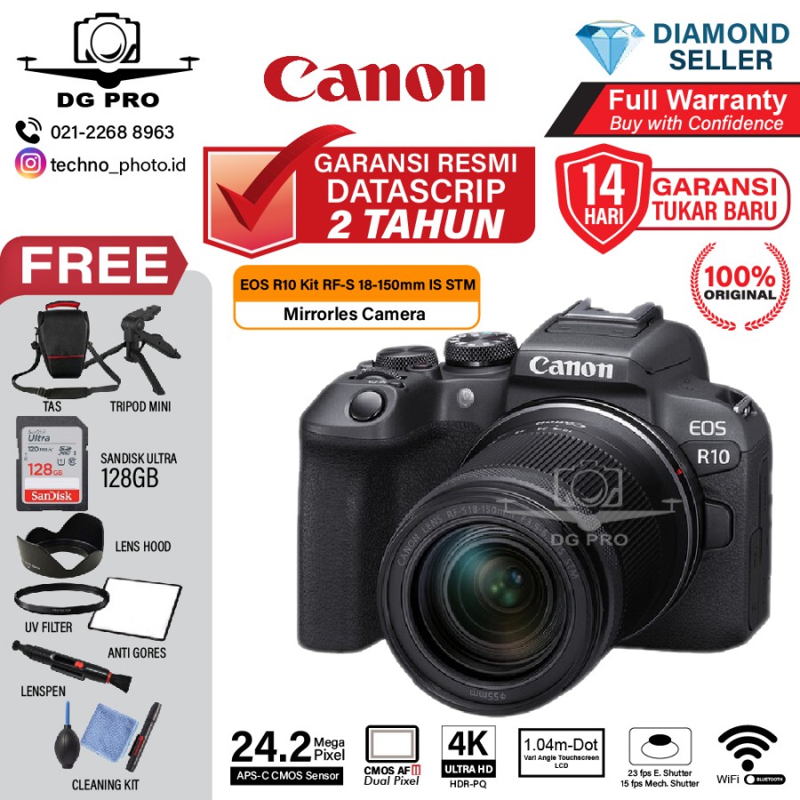 Promo Canon Eos R10 Kit Rf-s 18-150mm Stm Eos R 10 Kit 18-150 Resmi Diskon 1% Di Seller Dg Pro ...