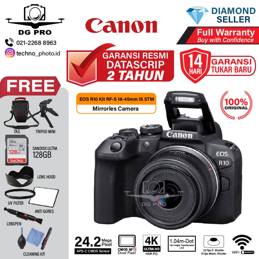 Jual Canon Eos R10 Kit Rf-s 18-45mm Stm Eos R 10 Kit 18-45 Garansi Resmi Di Seller Dg Pro ...