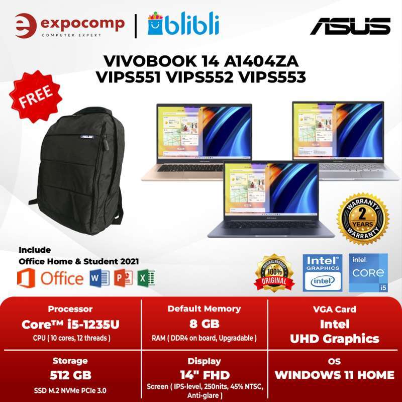 Jual Asus Vivobook 14 A1404za Vips551 Vips552 Vips553 Core I5-1235u 8gb ...