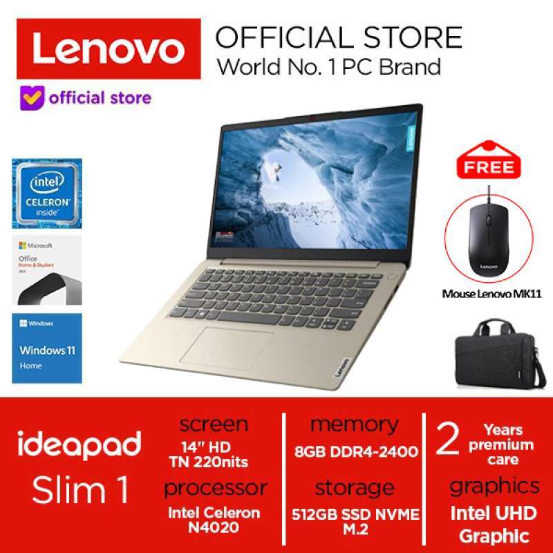 Promo Lenovo Ideapad Slim 1 Celeron N4020 512gb Ssd 8gb Win 11+ohs ...