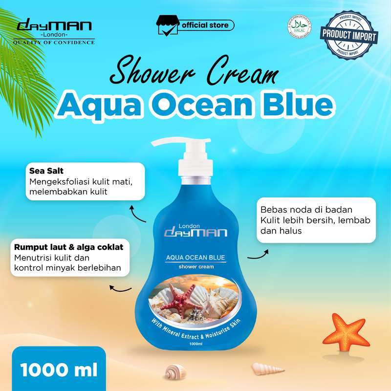 Promo Sabun Mandi Cair Dayman Shower Cream Aqua Ocean Blue 1000 ml ...