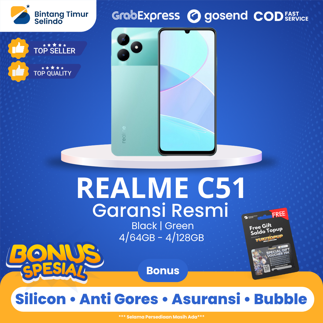 Promo Realme C51 4GB+64GB,4GB+128GB New Segel BNIB Garansi resmi Diskon 23% di Seller Bintang ...