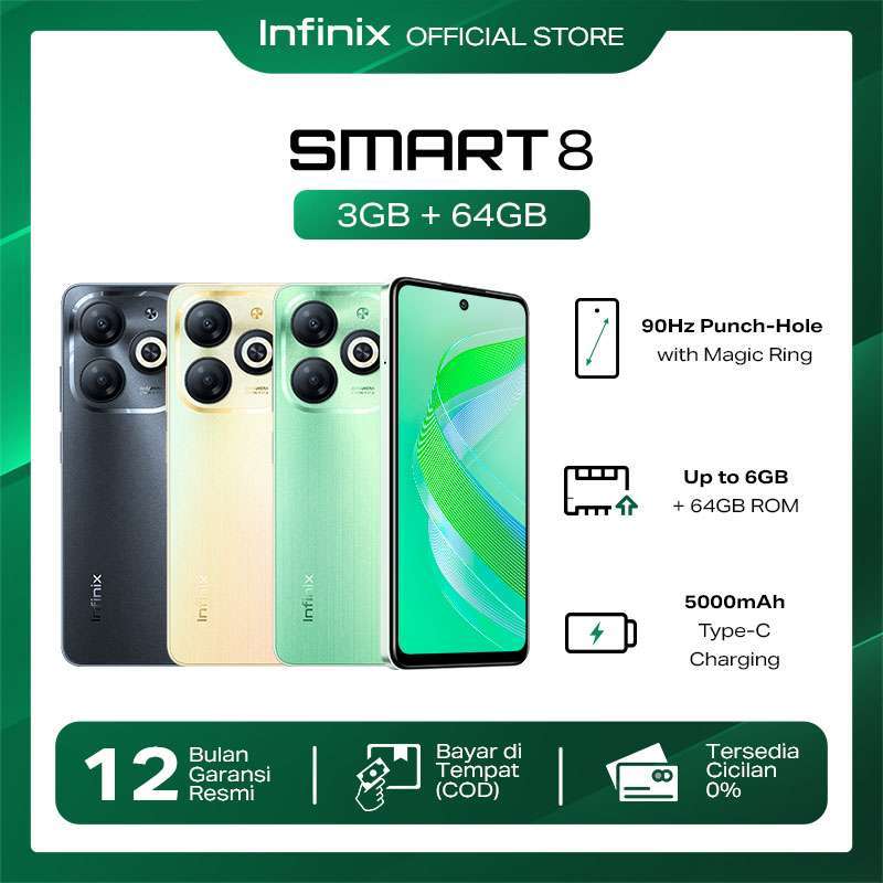 Jual Infinix Smart 8 [3+64gb] Di Seller Infinix (smartphone) Official Store - Gudang Blibli | Blibli