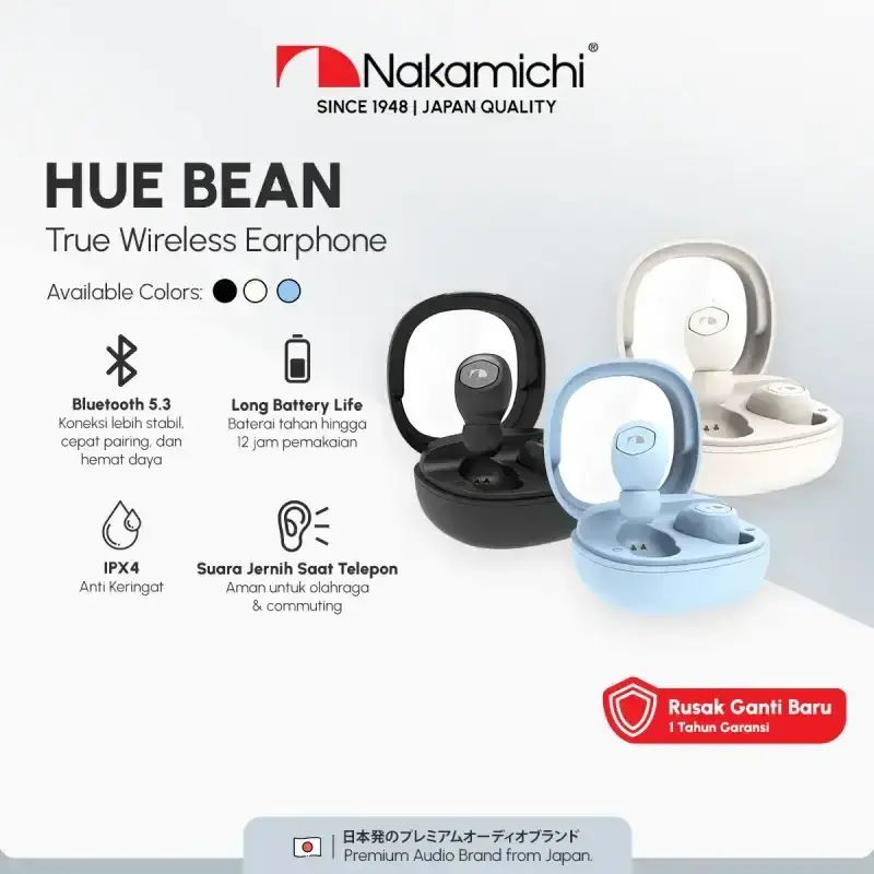 Promo Nakamichi Hue Bean Tws Earphone Full Bass Ipx4 Anti Keringat ...